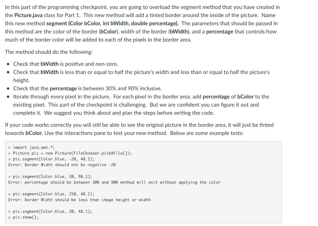 For this part of the programming checkpoint, you need | Chegg.com