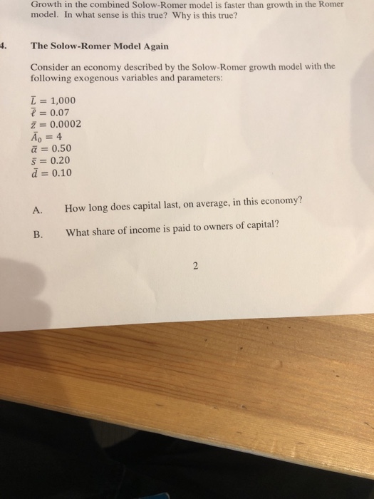 Solved Growth in the combined Solow-Romer model is faster | Chegg.com