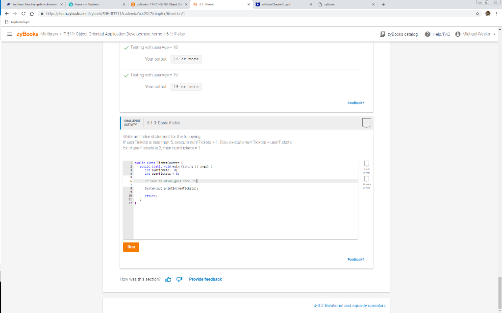 Solved E zyBooks My librarysIT 511 Object Oriented | Chegg.com
