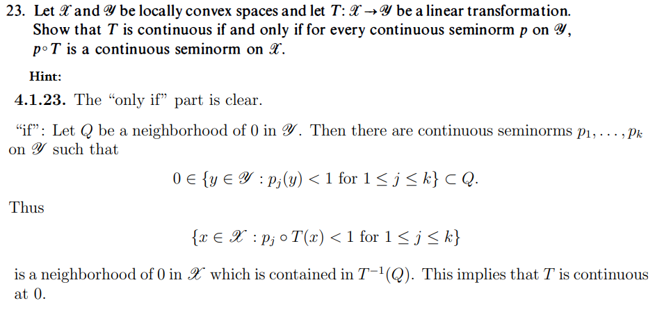Solved 23. Let X and Y be locally convex spaces and let T: X | Chegg.com