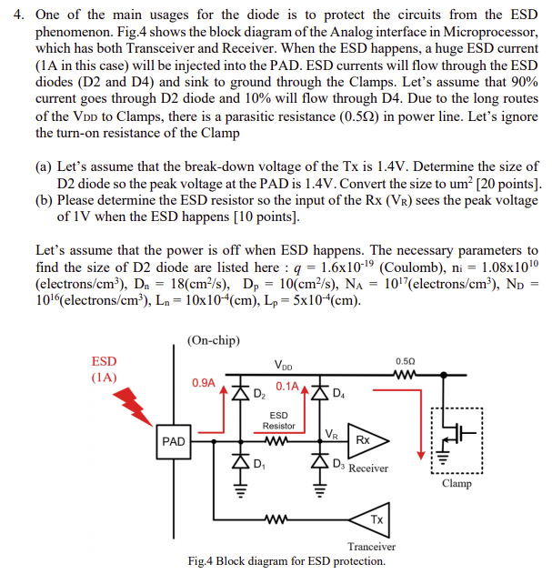 4. One of the main usages for the diode is to protect | Chegg.com