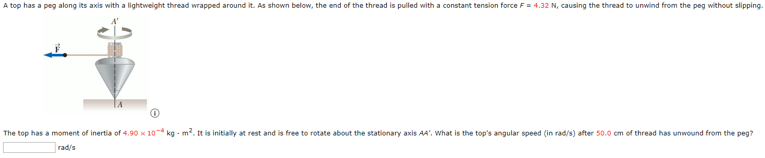 Solved A top has a peg along its axis with a lightweight | Chegg.com