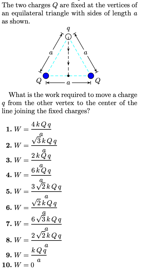 Solved The two charges Q are fixed at the vertices of an | Chegg.com