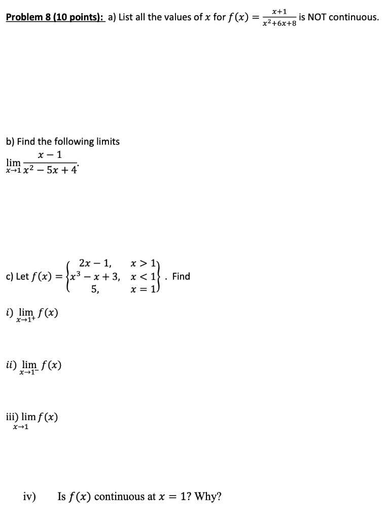 Solved Problem 8 (10 points): a) List all the values of x | Chegg.com