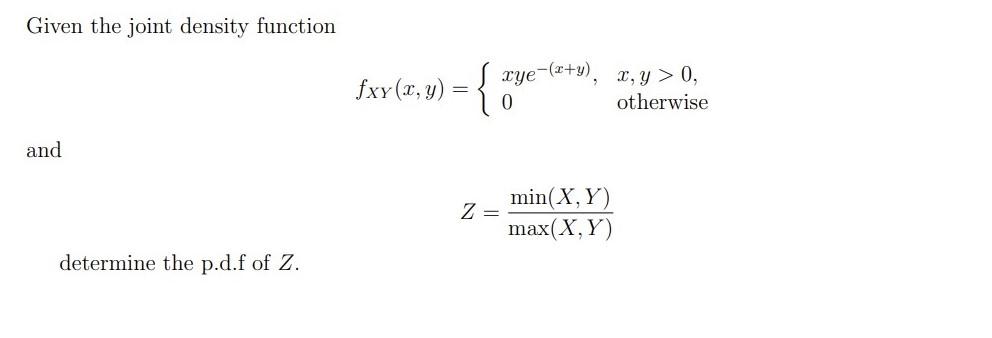Given the joint density function | Chegg.com