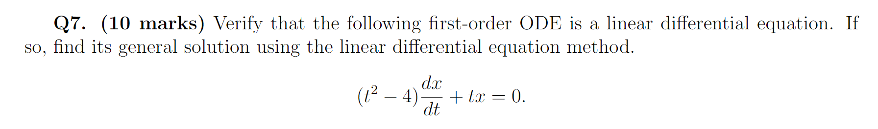 Solved Q7. (10 marks) Verify that the following first-order | Chegg.com Solved Q7. (10 marks) Verify that the following first-order | Chegg.com