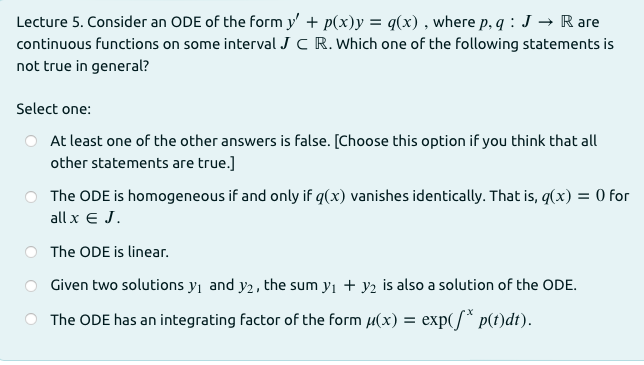 Lecture 5. ﻿Consider an ODE of the form | Chegg.com