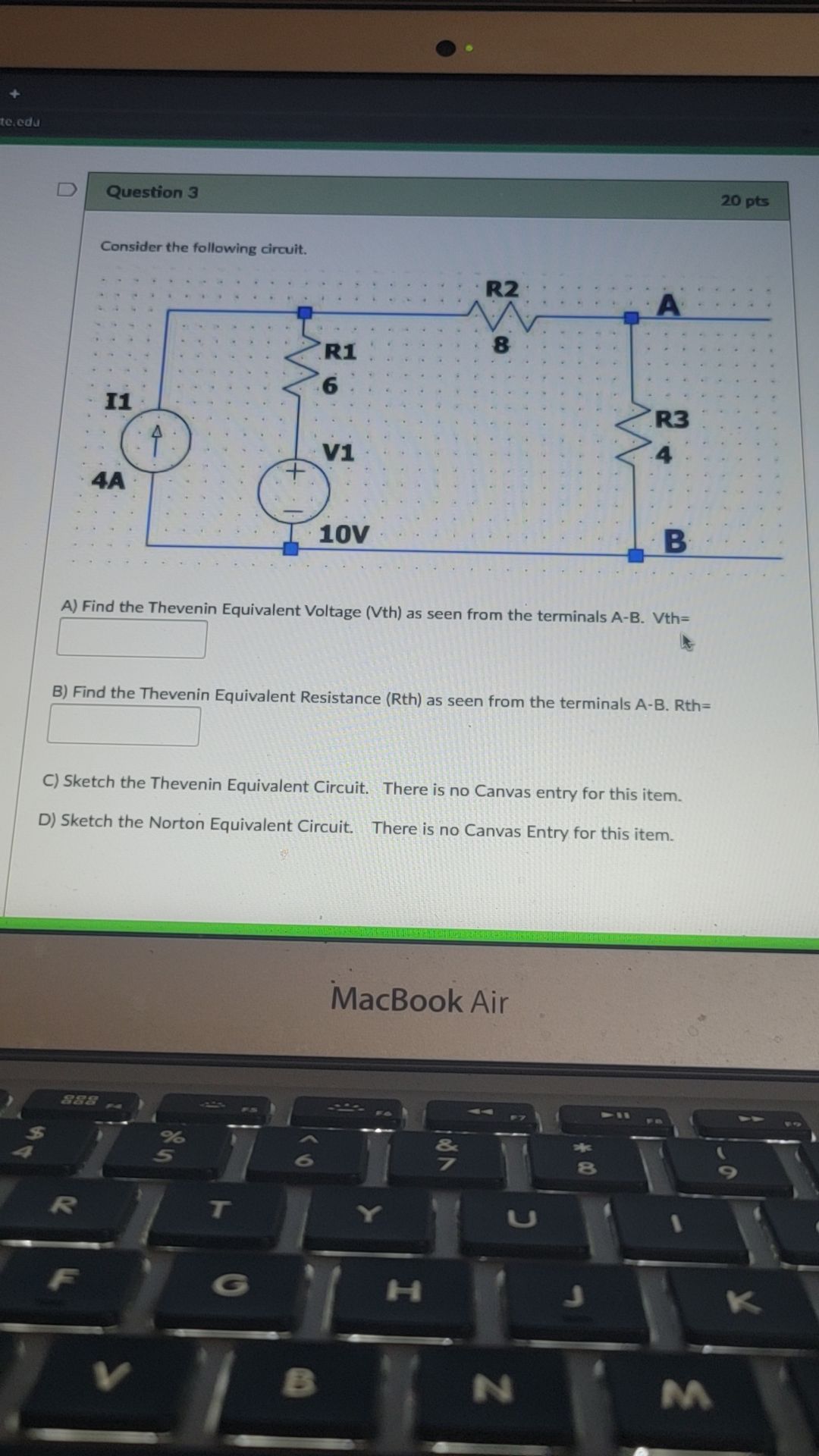 Solved Consider the following circuit. A) Find the Thevenin | Chegg.com