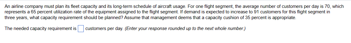 Solved An airline company must plan its fleet capacity and | Chegg.com