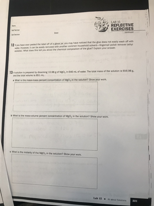 REFLECTIVE EXERCISES Lab Partner ue Section Date 1 | Chegg.com