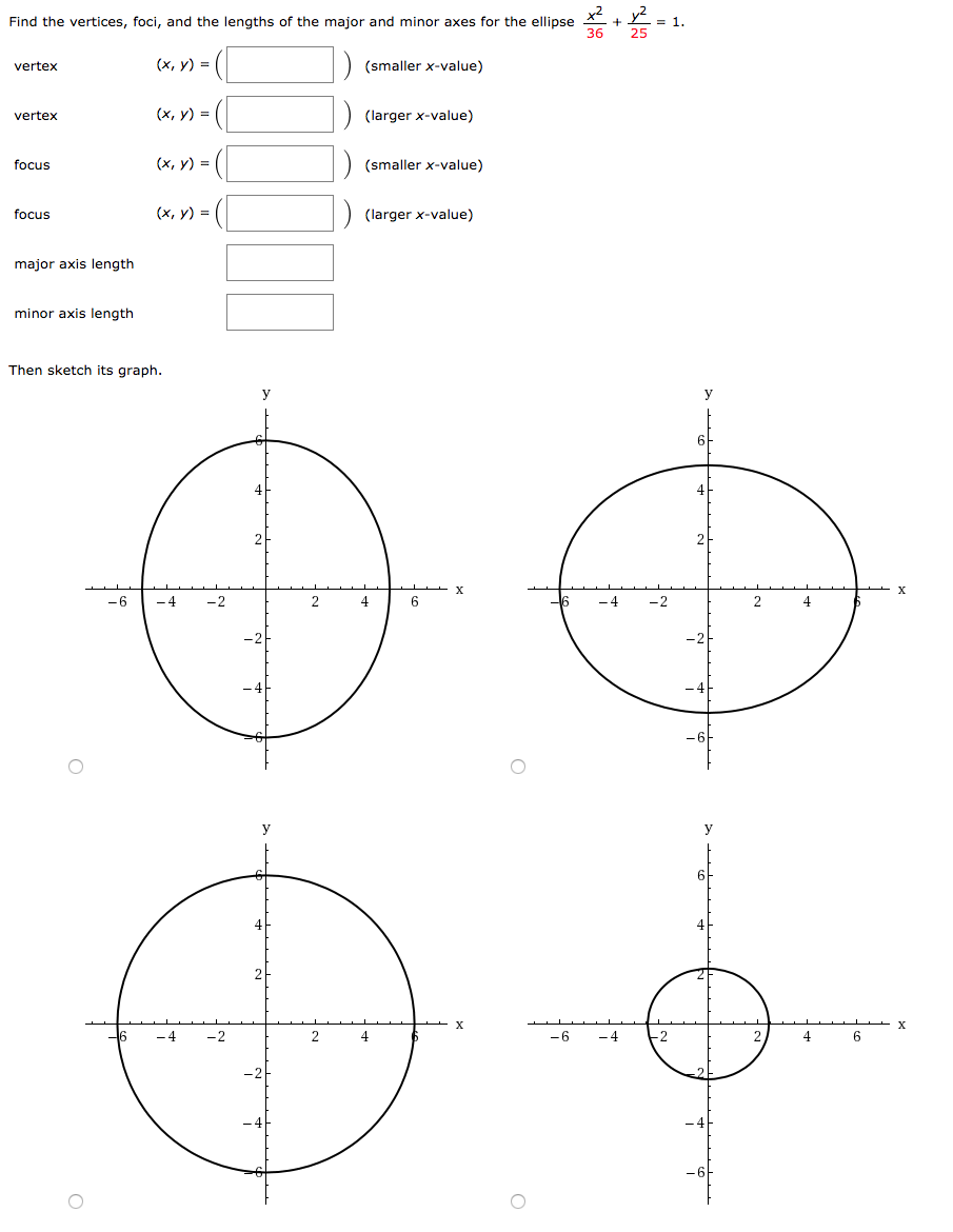 Solved Find the vertices, foci, and the lengths of the major | Chegg.com