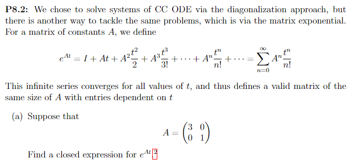 Solved P8.2: We chose to solve systems of CC ODE via the | Chegg.com