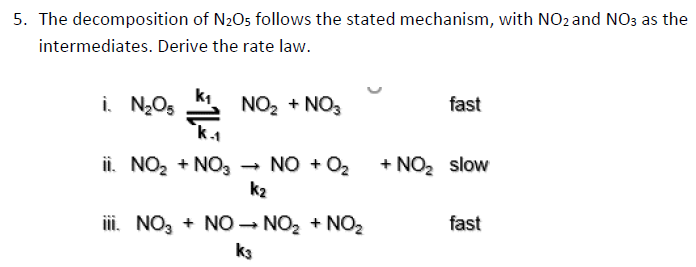 Solved 5. The decomposition of N2O5 follows the stated | Chegg.com