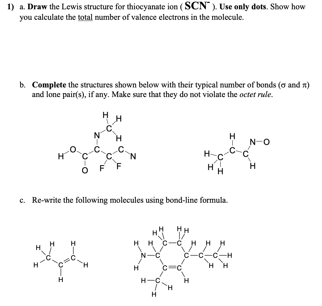 Solved a. ﻿Draw the Lewis structure for thiocyanate ion | Chegg.com