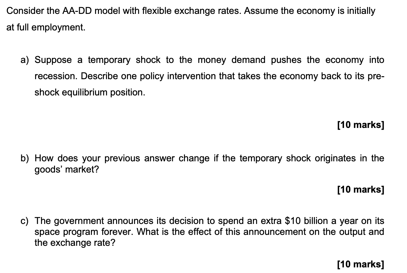 Consider the AA-DD model with flexible exchange | Chegg.com