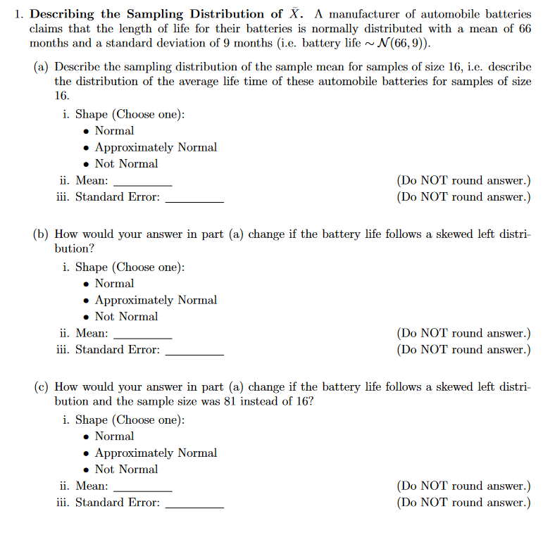 Solved Describing The Sampling Distribution Of X Λ