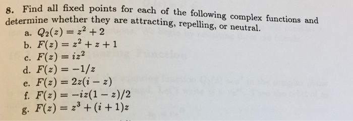 Solved Find all fixed points for each of the following | Chegg.com