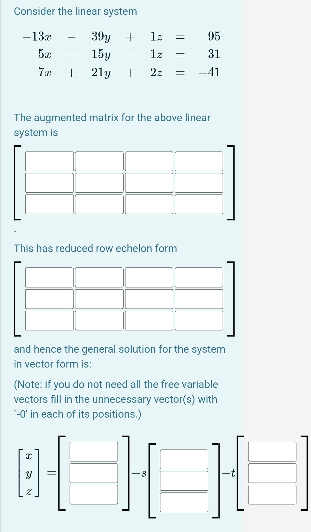 Solved Consider the linear system | Chegg.com