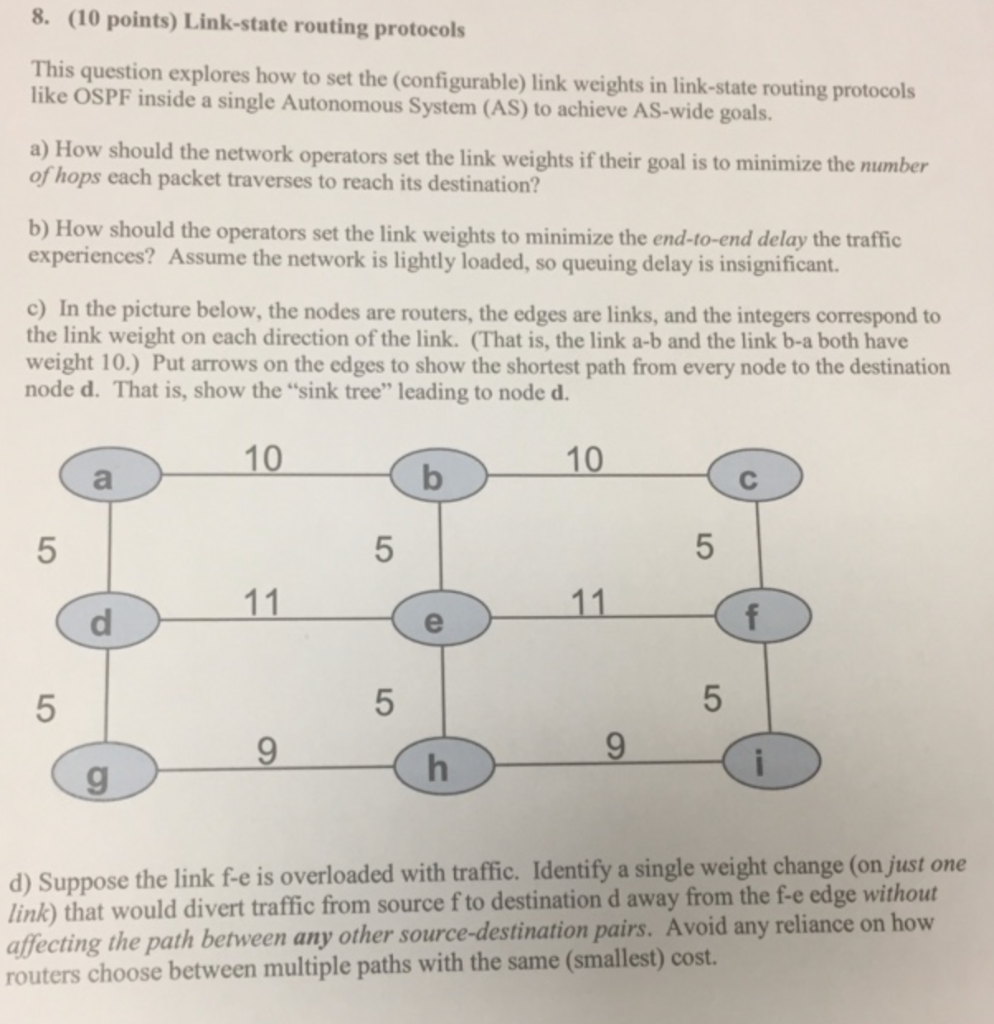 8. (10 points) Link-state routing protocols This | Chegg.com