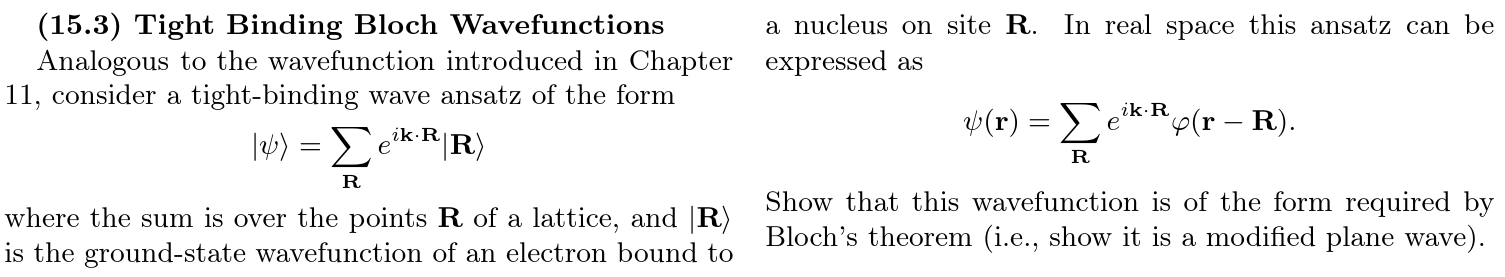 Solved 15 3 Tight Binding Bloch Wavefunctions A Nucleus