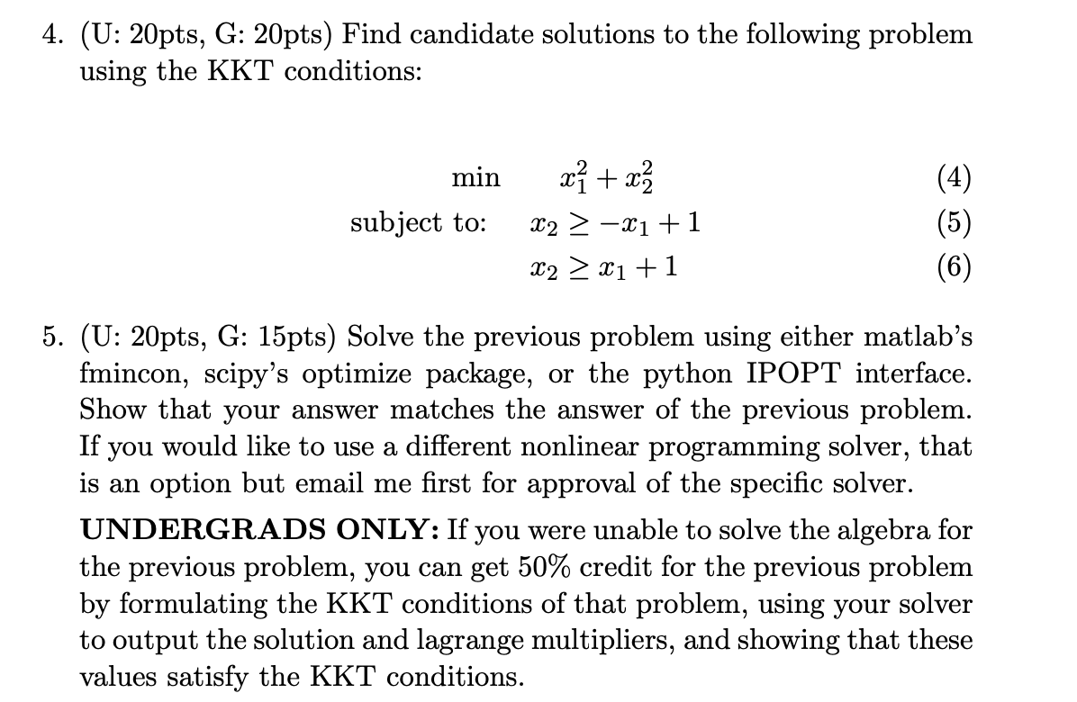 Solved 4. (U: 20pts, G: 20pts) Find candidate solutions to | Chegg.com