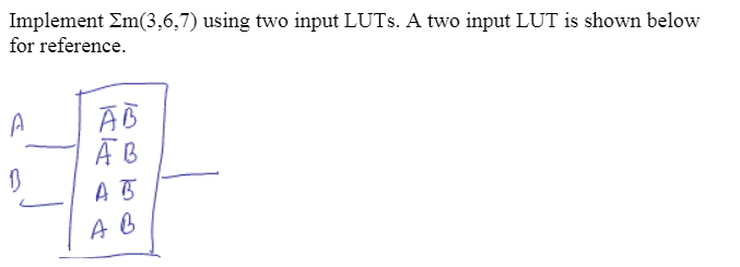 Solved Implement Em(3,6,7) using two input LUTs. A two input | Chegg.com
