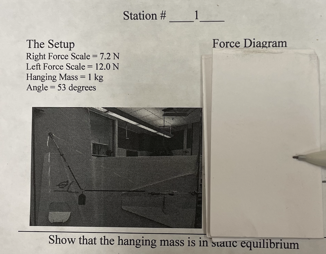 Solved Station \# 1 The Setup Right Force Scale =7.2 N Left | Chegg.com