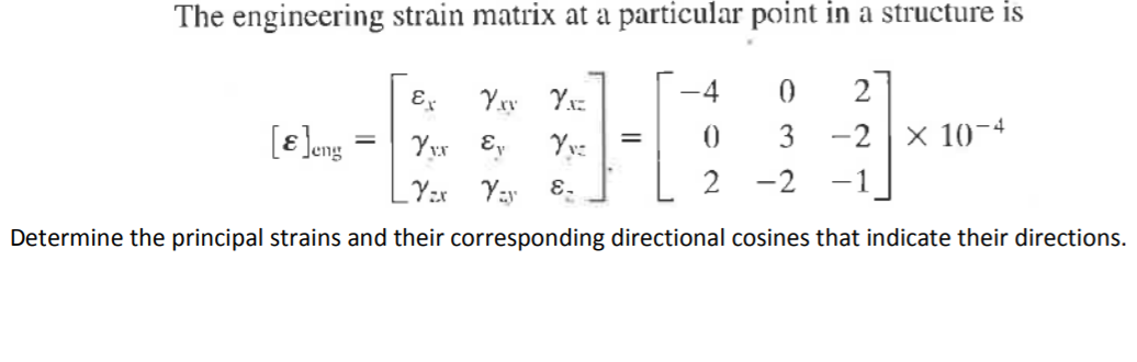 Solved The engineering strain matrix at a particular point | Chegg.com