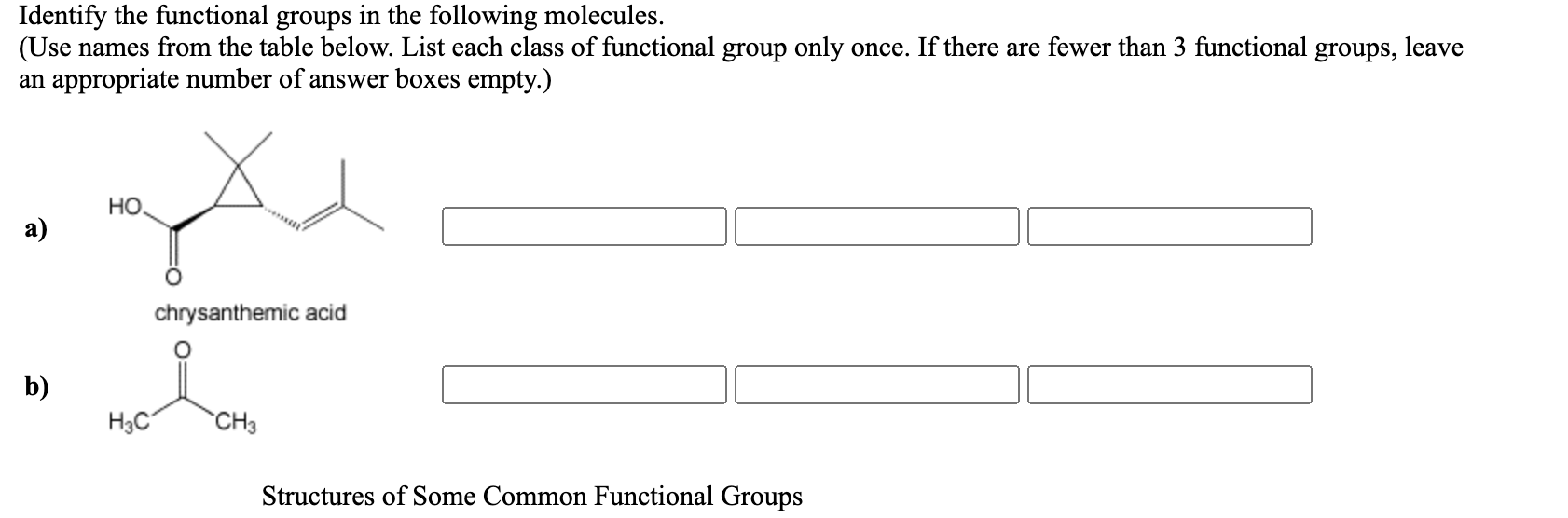 Solved Identify the functional groups in the following | Chegg.com