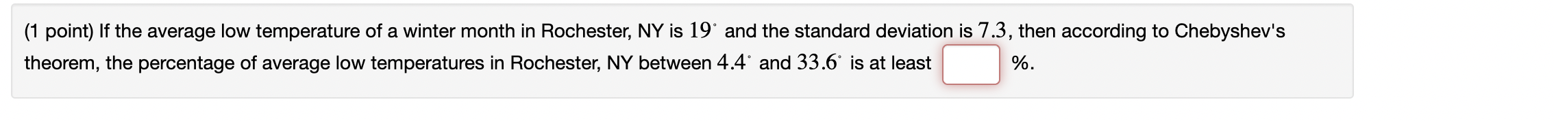 Solved (1 point) If the average low temperature of a winter | Chegg.com