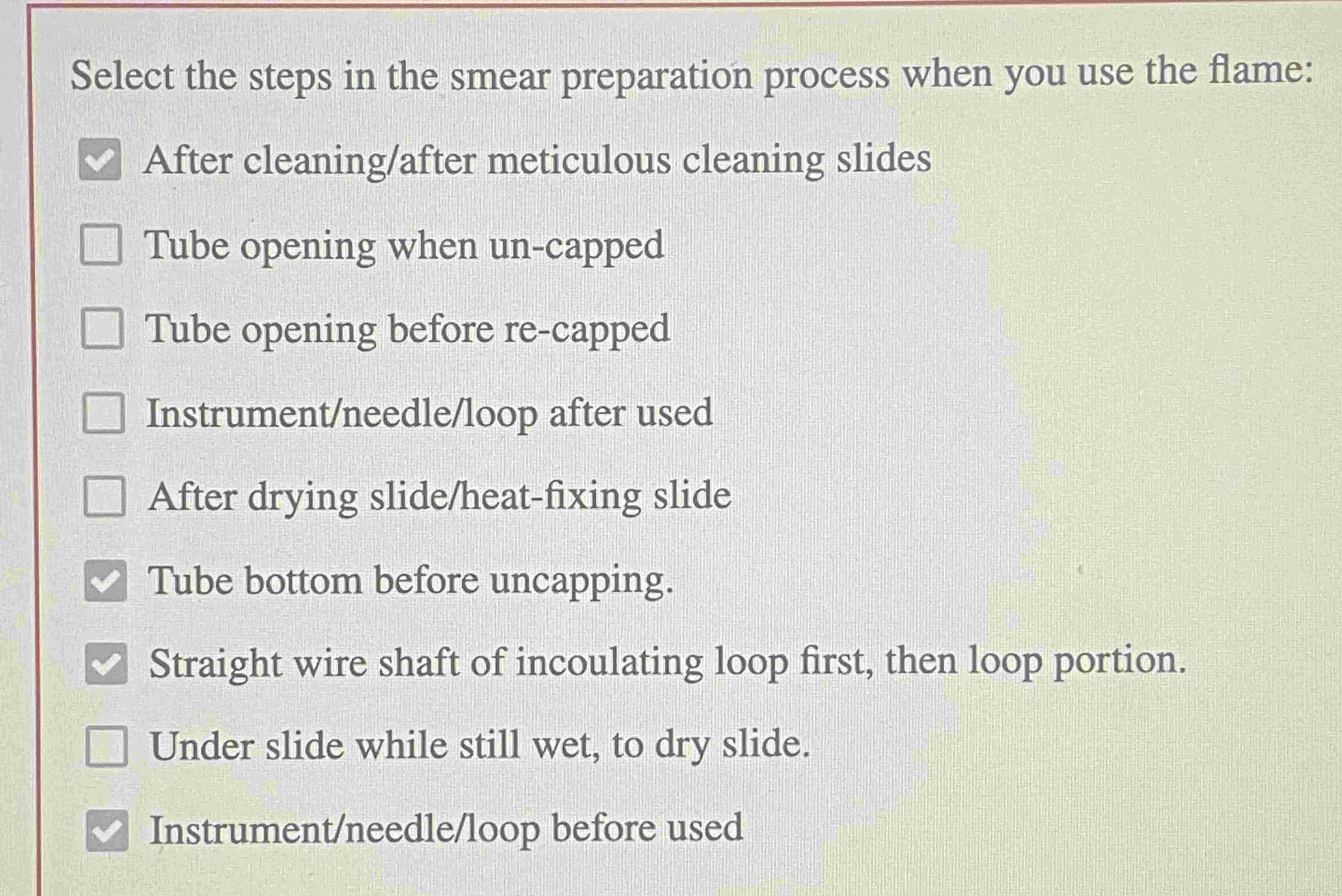 Select the steps in the smear preparation process | Chegg.com