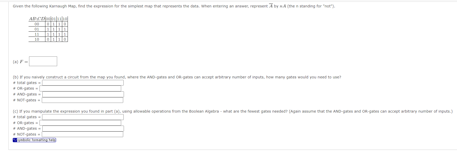 Solved Given The Following Karnaugh Map Find The Expression 5663