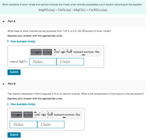 Solved 2AgNO3(aq)+CaCl2(aq)→2AgCl(s)+Ca(NO3)2 (aq) Part A | Chegg.com