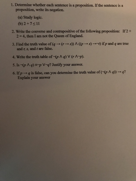 Solved Determine whether each sentence is a proposition. If | Chegg.com