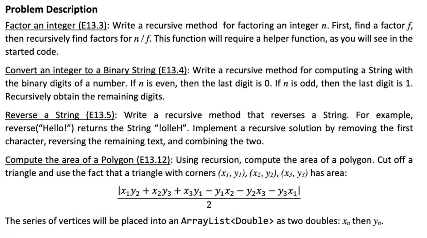 Solved Problem Description Factor an integer (E13.3): Write | Chegg.com