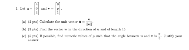Solved 1. Let u0 and vp Lu (a) (2 pts) Calculate the unit | Chegg.com