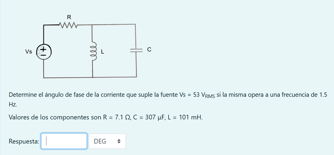 Solved Determine el ángulo de ﻿fase de la ﻿corriente que | Chegg.com