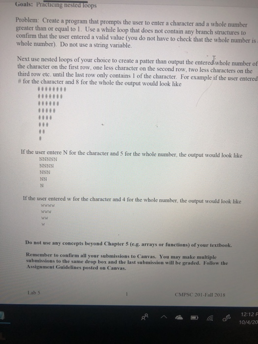 Solved Goals Practicing Nested Loops Problem Create A 6935
