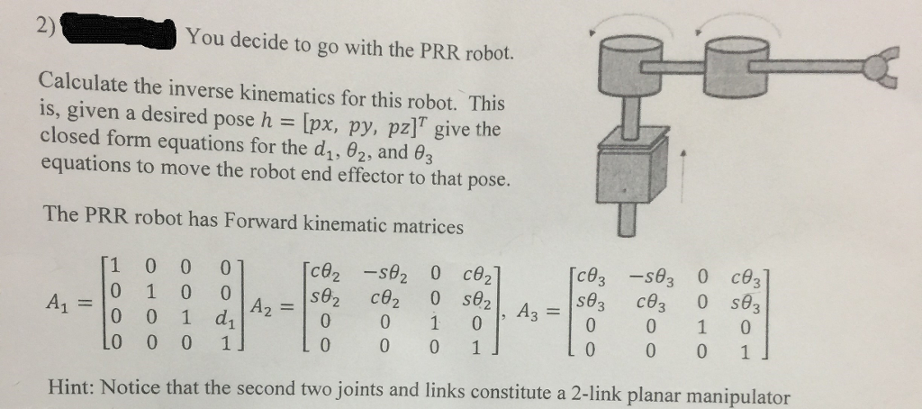 Solved 2) You decide to go with the PRR robot. Calculate the | Chegg.com