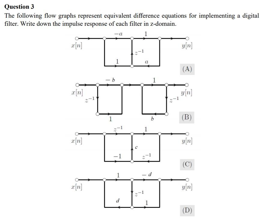 Solved Question 3 The following flow graphs represent | Chegg.com