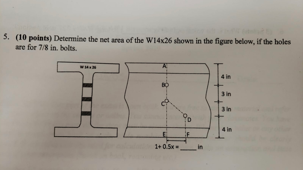 Solved (10 points) Determine the net area of the W14x26 | Chegg.com