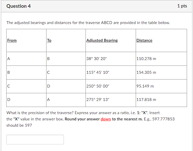 Solved The adjusted bearings and distances for the traverse | Chegg.com