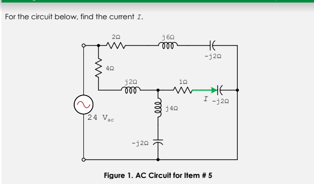 Solved For the circuit below, find the current I. 20 M j60 | Chegg.com