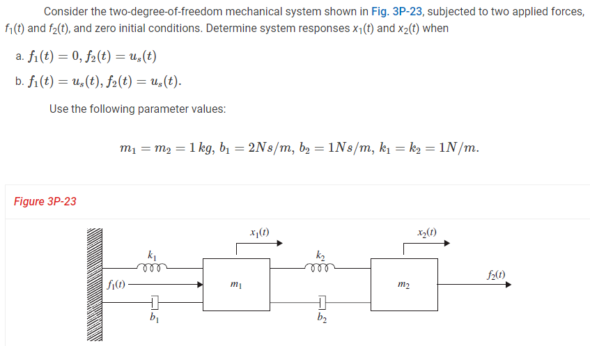 Solved Consider the two-degree-of-freedom mechanical system | Chegg.com