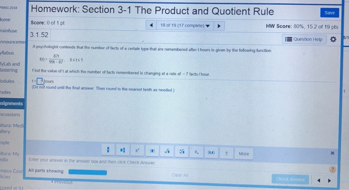 Solved Homework: Section 3-1 The Product and Quotient Rule | Chegg.com