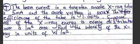 Solved (7) The beam current in a tungsten anode x-ray tube 5 | Chegg.com