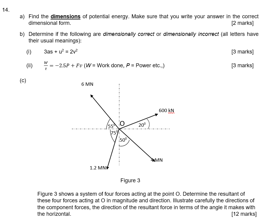 Solved 14. a) Find the dimensions of potential energy. Make | Chegg.com