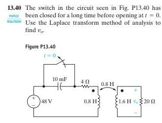 Solved 13.40 The switch in the circuit seen in Fig. P13.40 | Chegg.com