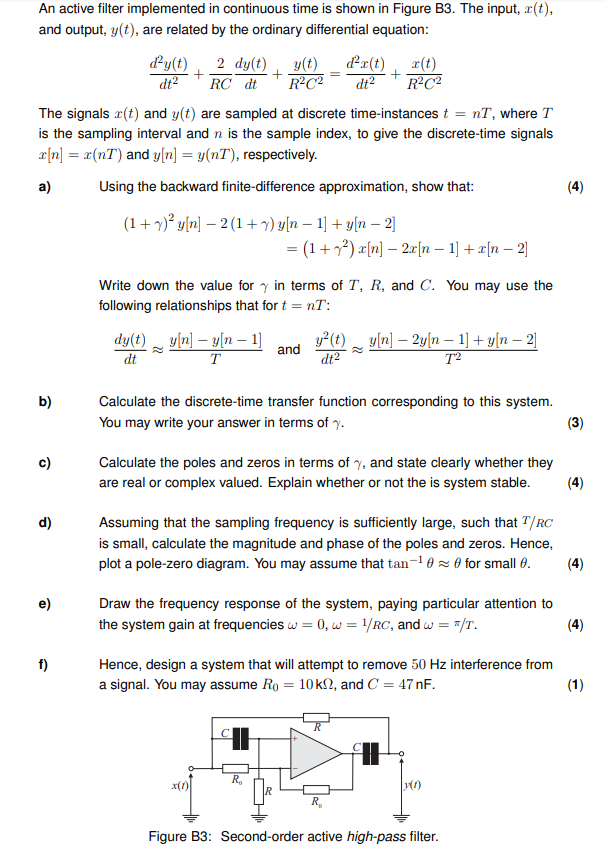 Solved + + An active filter implemented in continuous time | Chegg.com