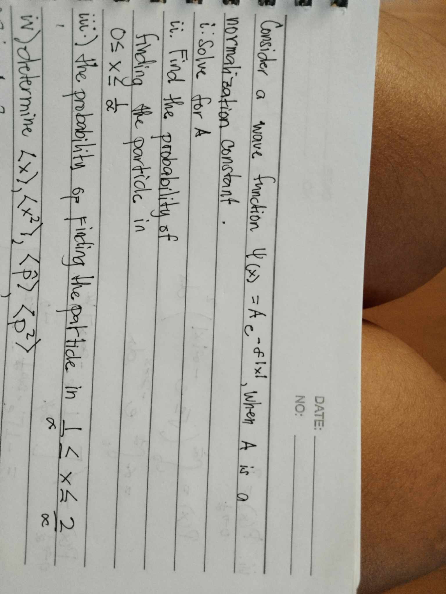 Consider A Wave Function ψ X Ae−f∣x∣ When A Is A